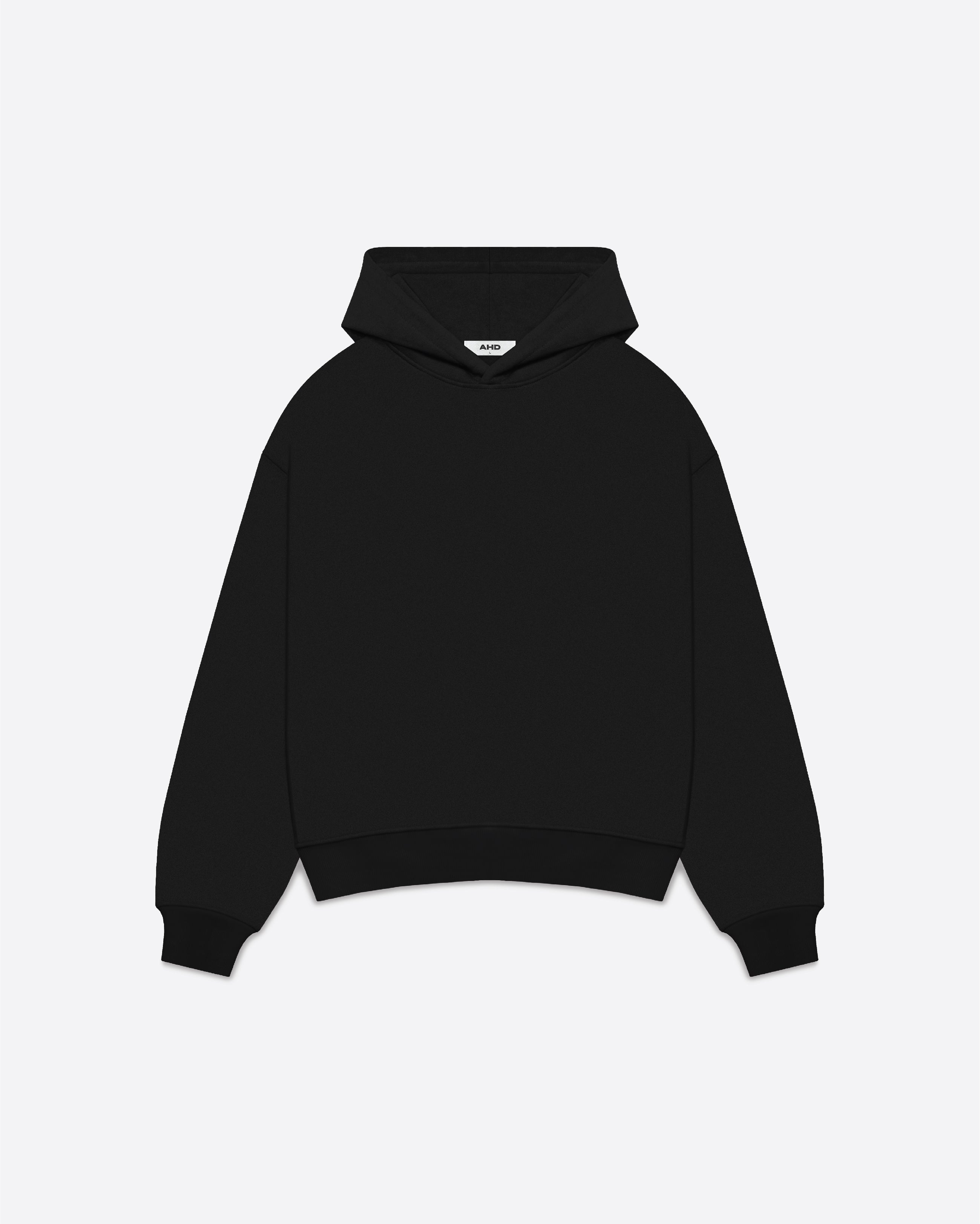 PREMIUM BLACK HEAVYWEIGHT HOODIE – AHEAD CO